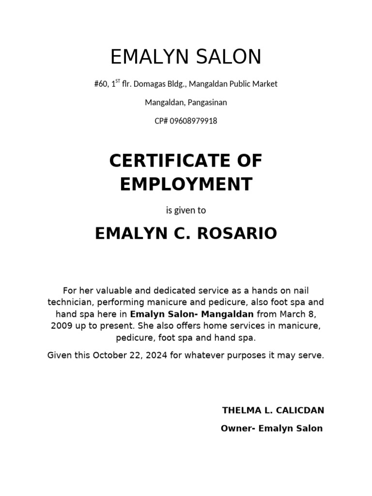 Emalyn Salon Coe Me | PDF
