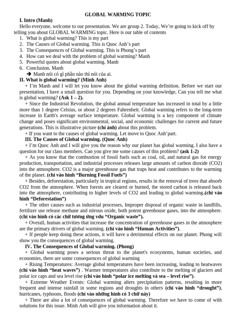 GLOBAL WARMING TOPIC | PDF | Climate Change | Greenhouse Gas