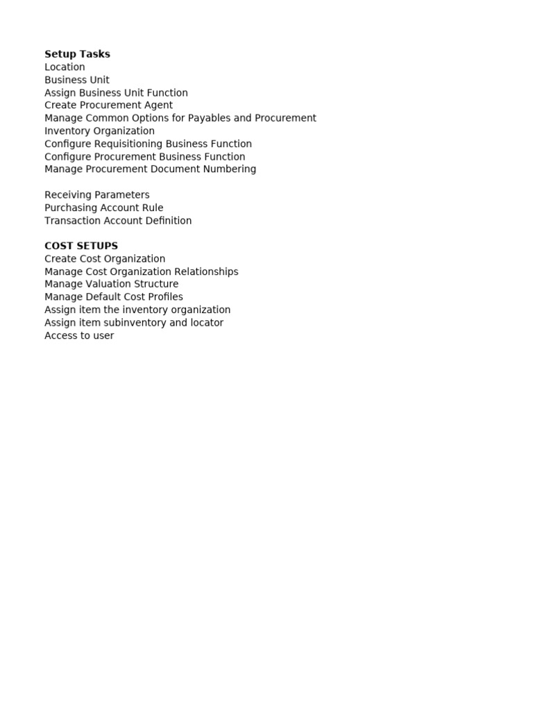 Procurement and Project Setup Guide | PDF | Procurement | Inventory