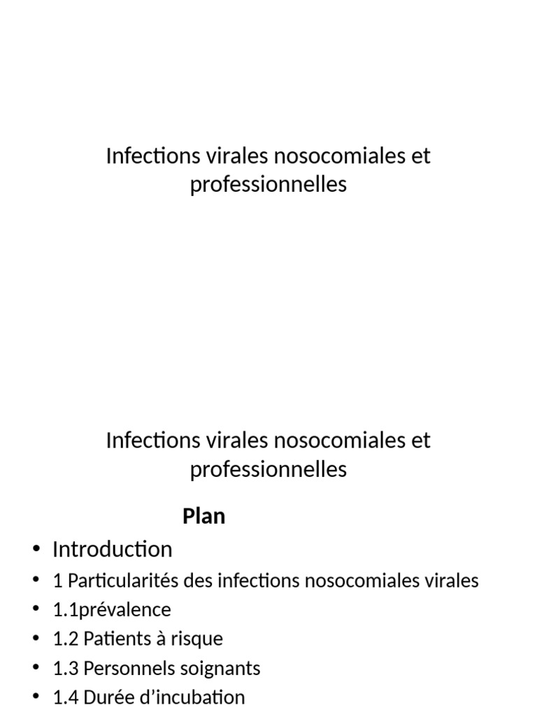 Infections Virales Nosocomiales Et Professionnelles | PDF | Infection | VIH