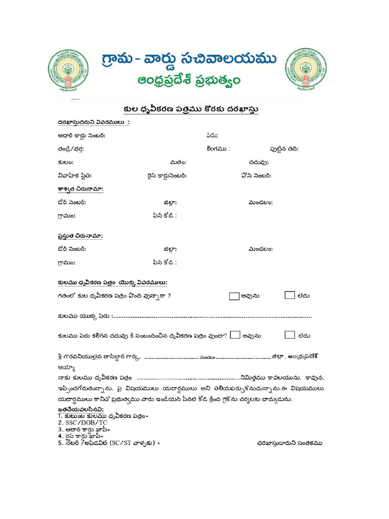 New Caste Application 2024 New | PDF