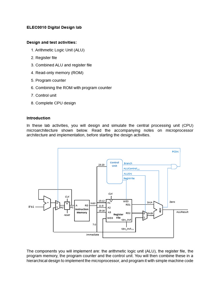 Digital Design Lab: CPU Microarchitecture | PDF | Computer Program ...