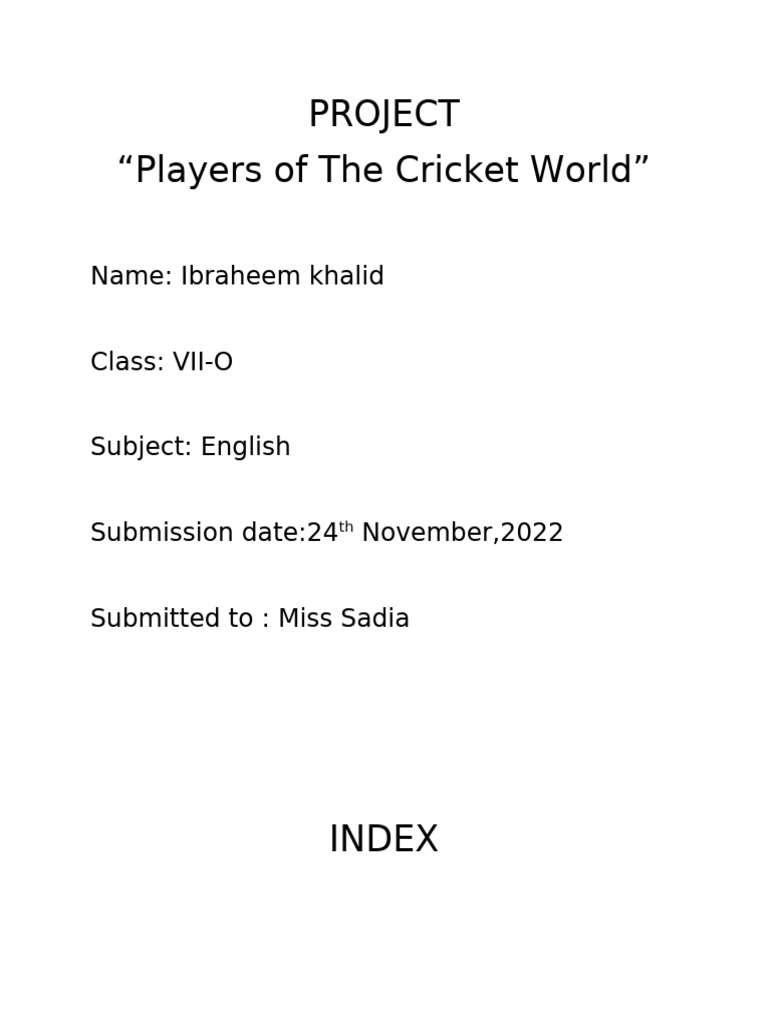 PROJECT English Players of The Crike Team | PDF | Cricket | Ball And ...