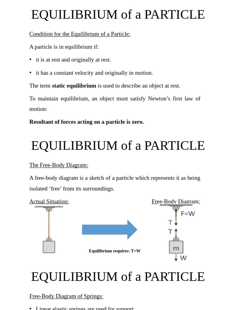 Equilibrium of a Particle | PDF | Force | Tension (Physics)