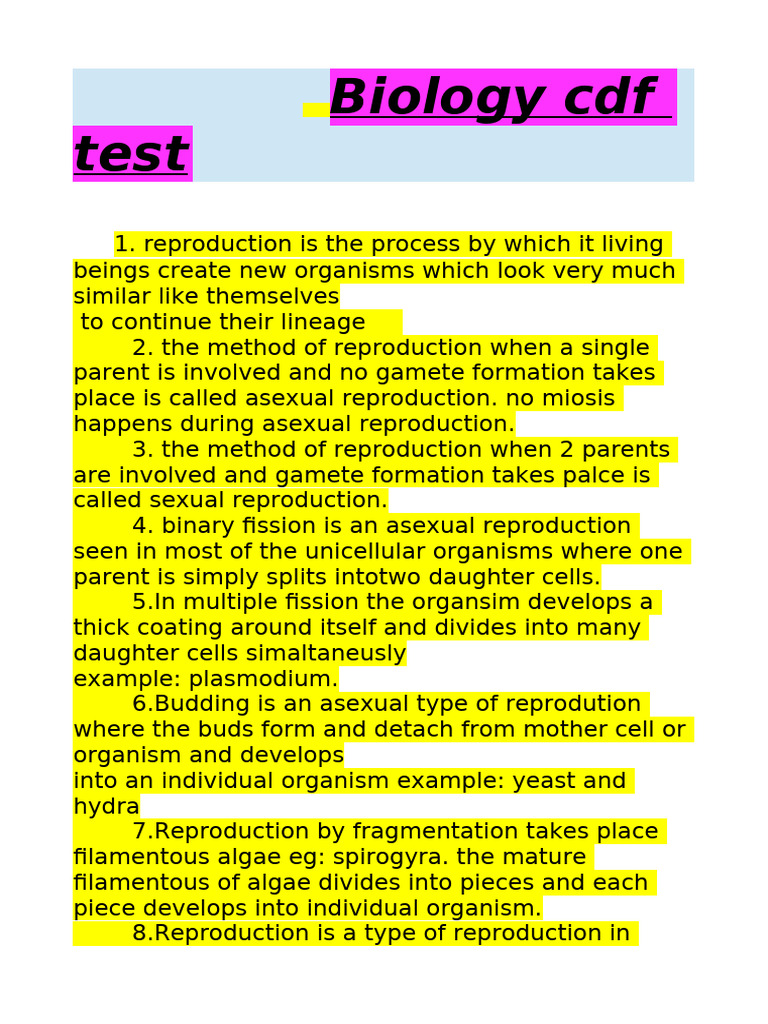 Bio CDF Test | PDF