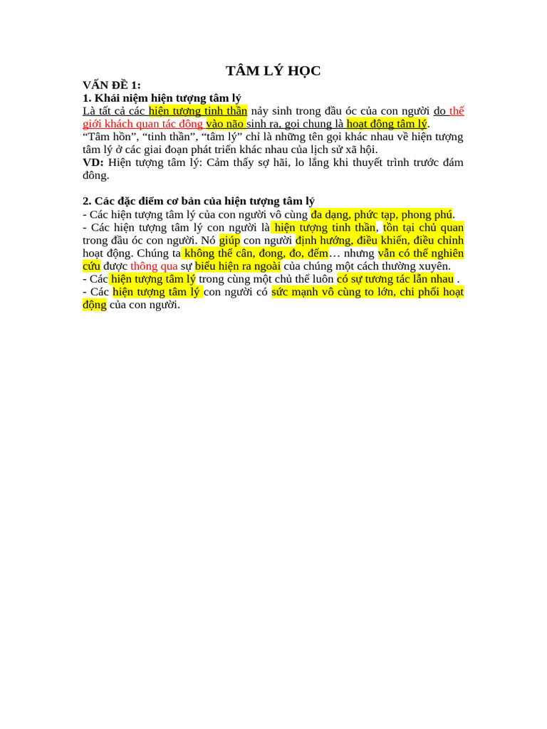TÂM LÝ HỌC vd1 | PDF