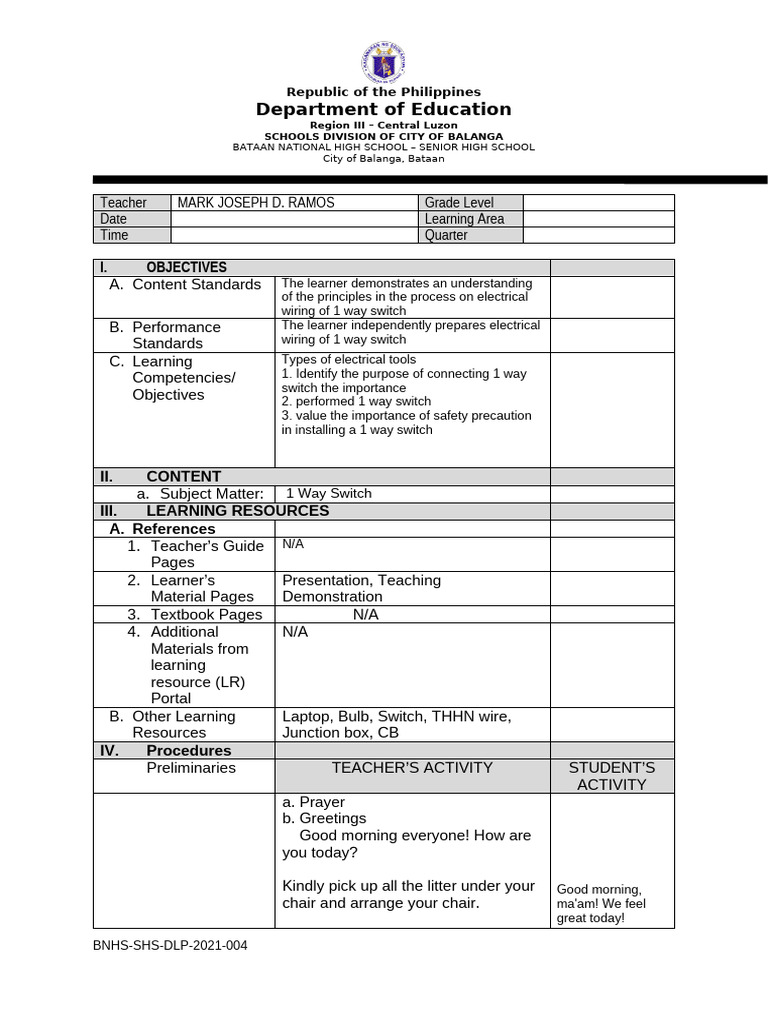 One Way Switch Wiring Guidelines | PDF | Switch | Learning