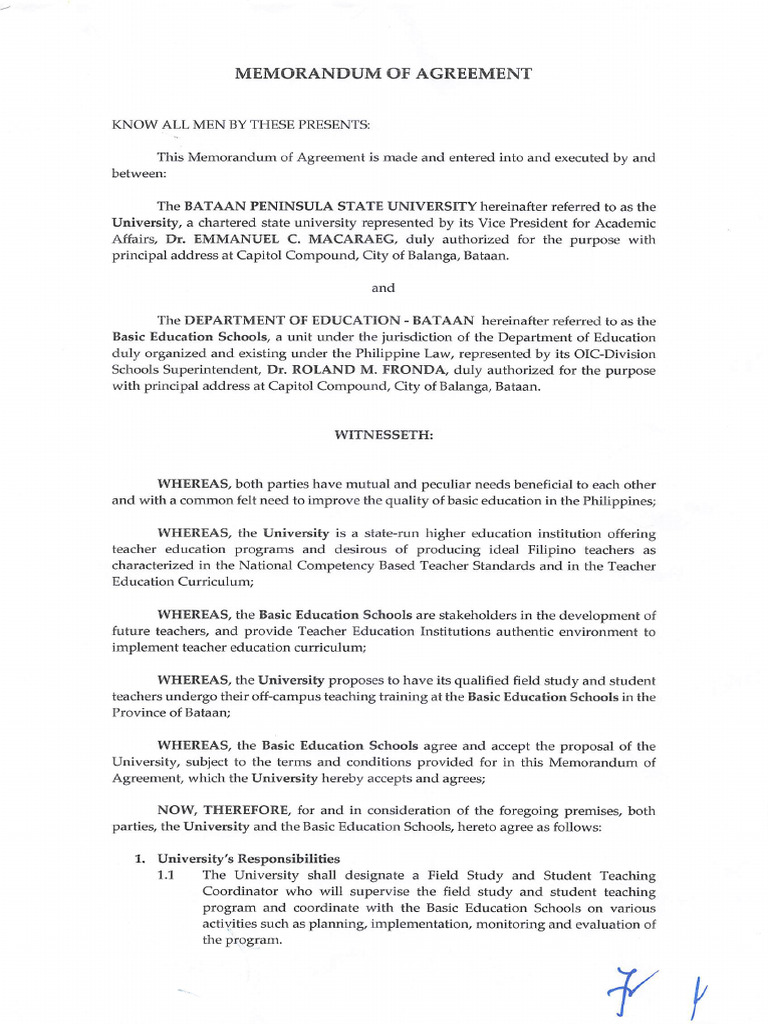 Notarized Moa Bpsu Deped Bataan Y2021 1 | PDF