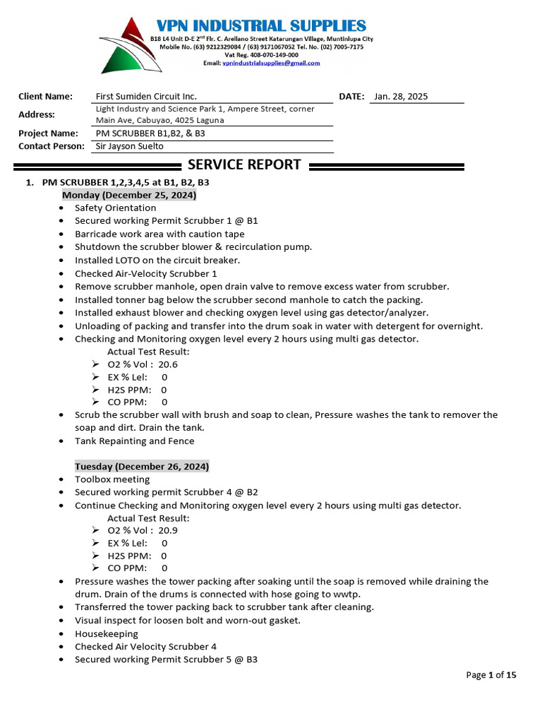 PM Scrubber Maintenance Report | PDF | Housekeeping | Equipment