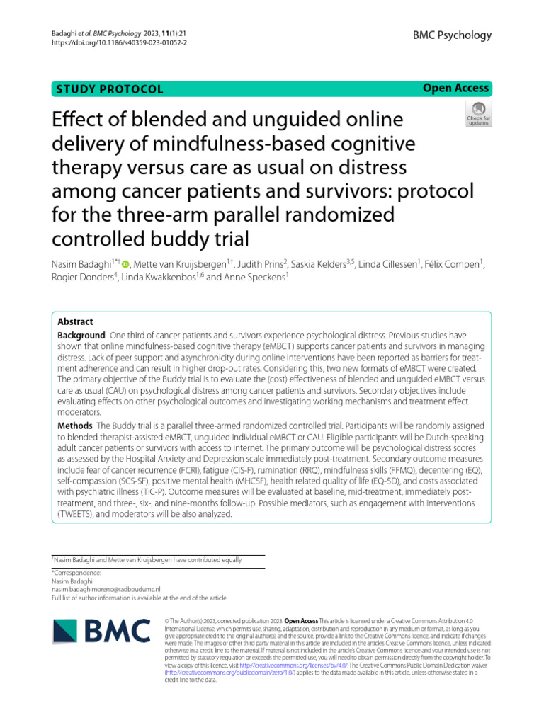 Effect of Blended and Unguided Online | PDF | Mindfulness | Health Care