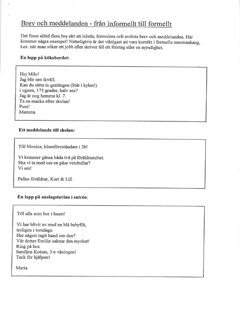 Formellt-Informellt Brev | PDF