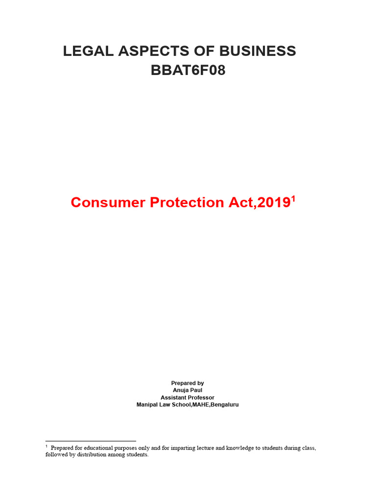 Consumer Protection Act, 2019 | PDF Consumer Protection Act, 2019 | PDF