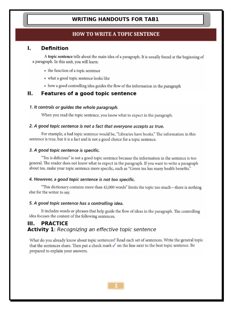How to Write Effective Topic Sentences | PDF