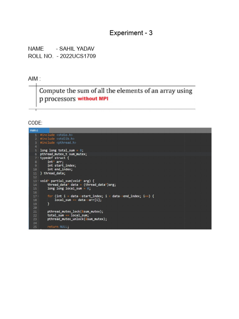 2009 Hpc-Lab Exp3 | PDF