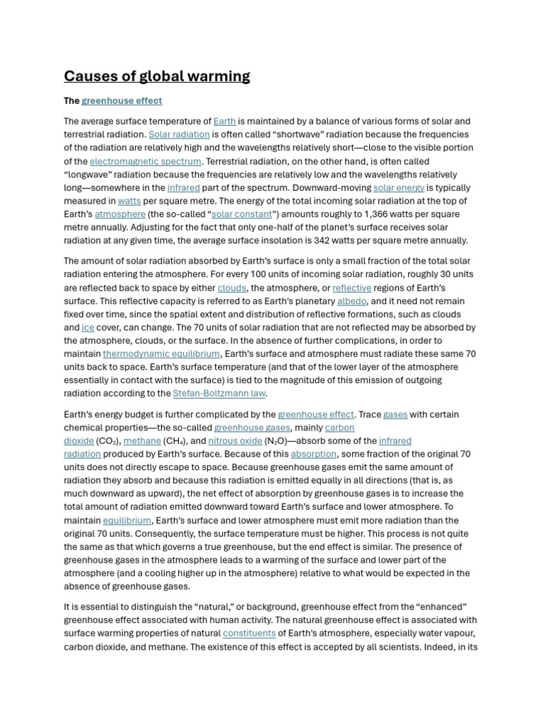 Causes of Global Warming | PDF | Greenhouse Effect | Greenhouse Gas