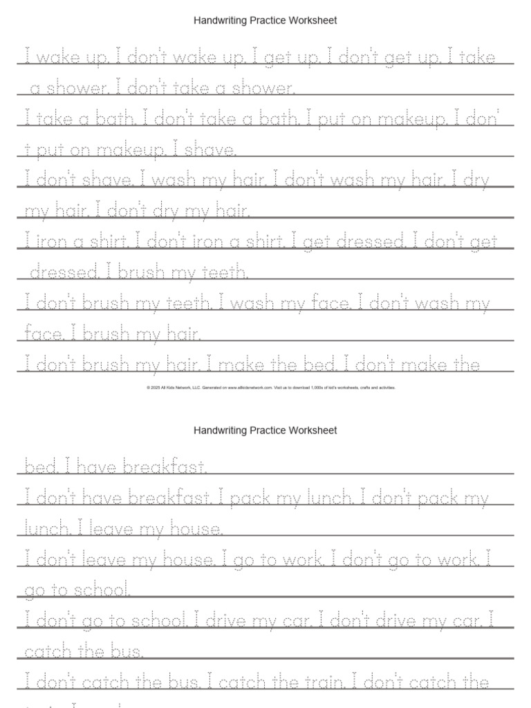 Daily Routines Worksheet | PDF