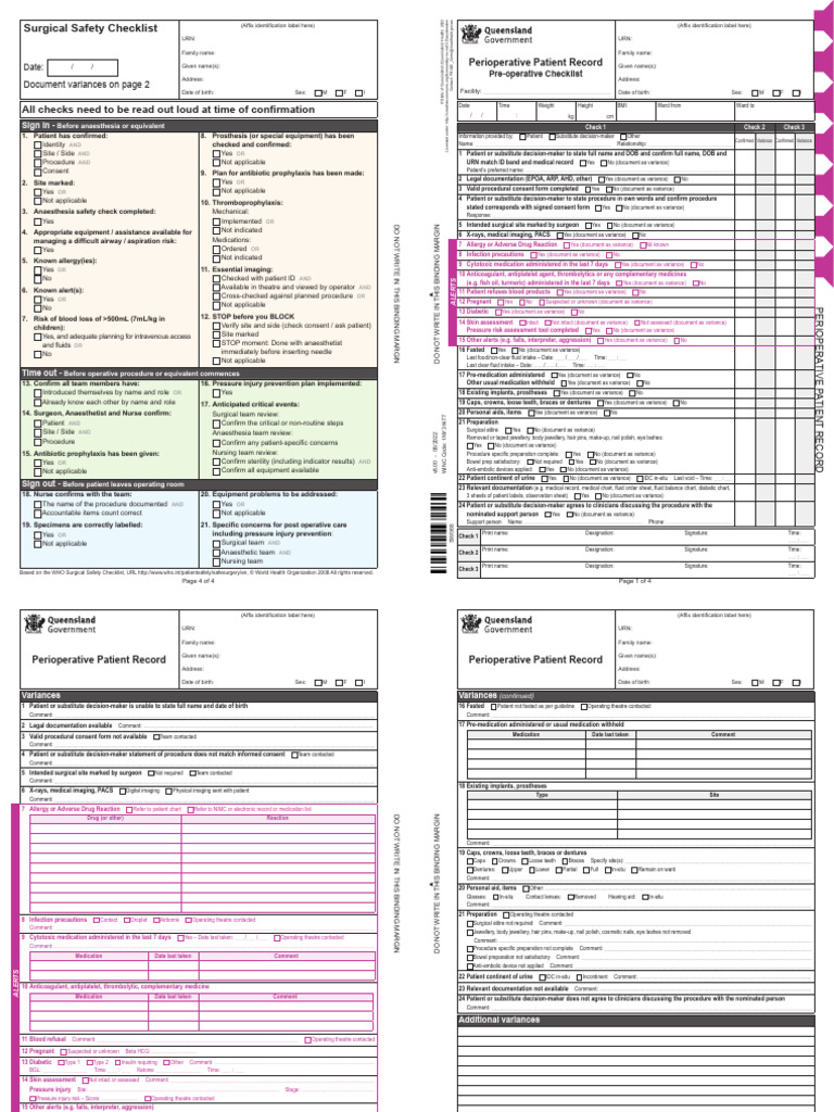 pre-op-check-a3-11 | PDF | Medical Record | Dental Implant