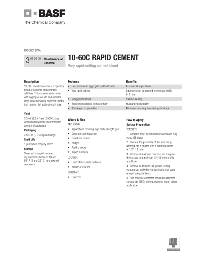10-60C Rapid Cement | PDF | Concrete | Cement