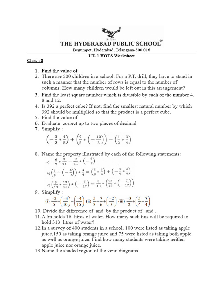 Class 8 Math HOTS Worksheet | PDF