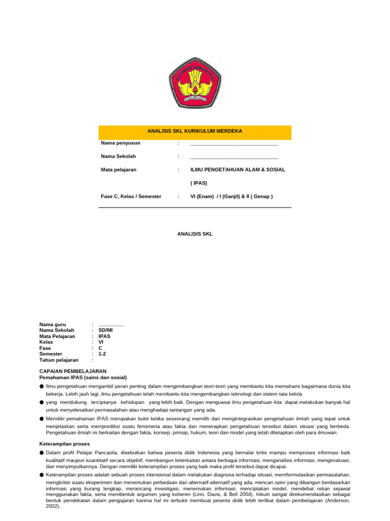 IPAS Analisis Keterkaitan SKL | PDF