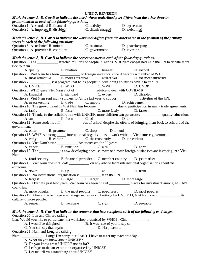 Grade 10 - Unit 7 Revision | PDF | Violence | Child Protection