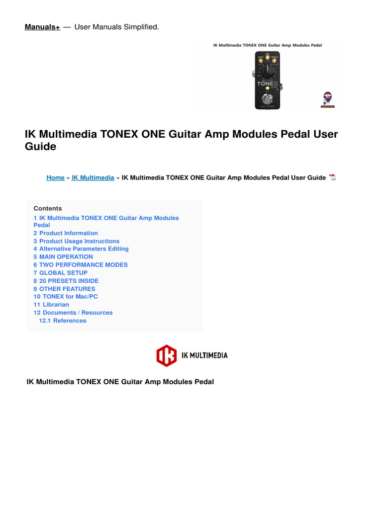 Tonex One Guitar Amp Modules Pedal Manual | PDF | Sound Technology ...