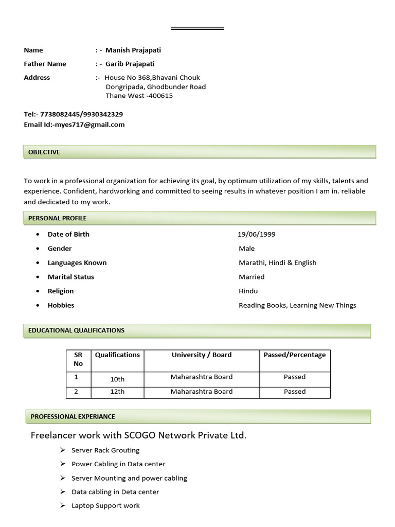 Manish CV for Job | PDF