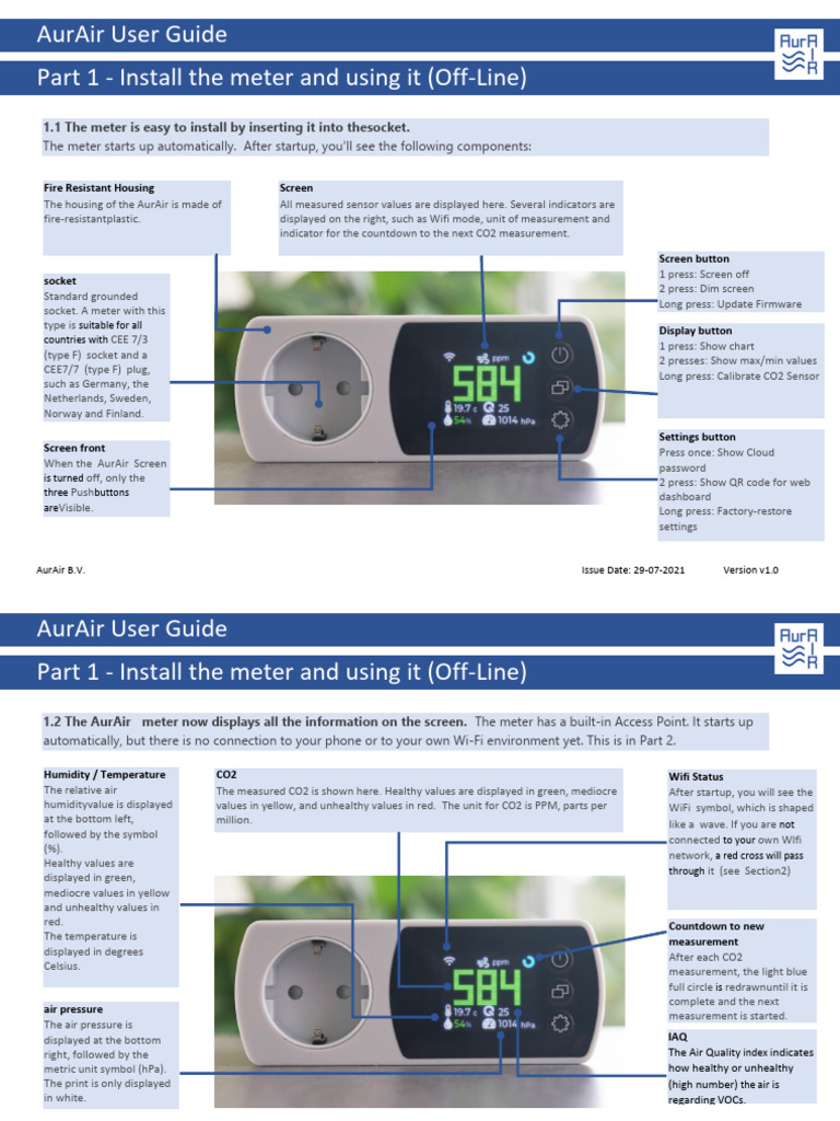 AurAir Manual Part 1 Installing The Meter and Using It Off Line | PDF ...