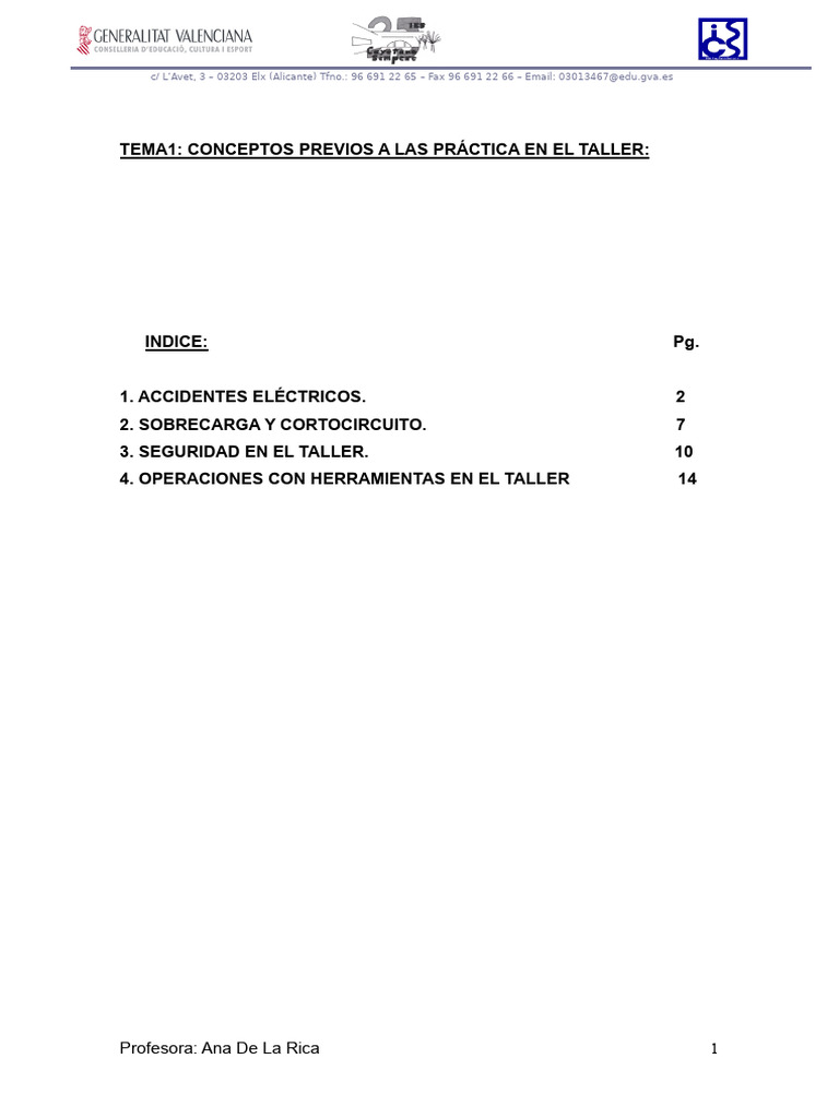 Tema 1 - 2 - Conceptos Previos A Las PR - Cticas en Taller | PDF | Electromagnetismo | Electricidad