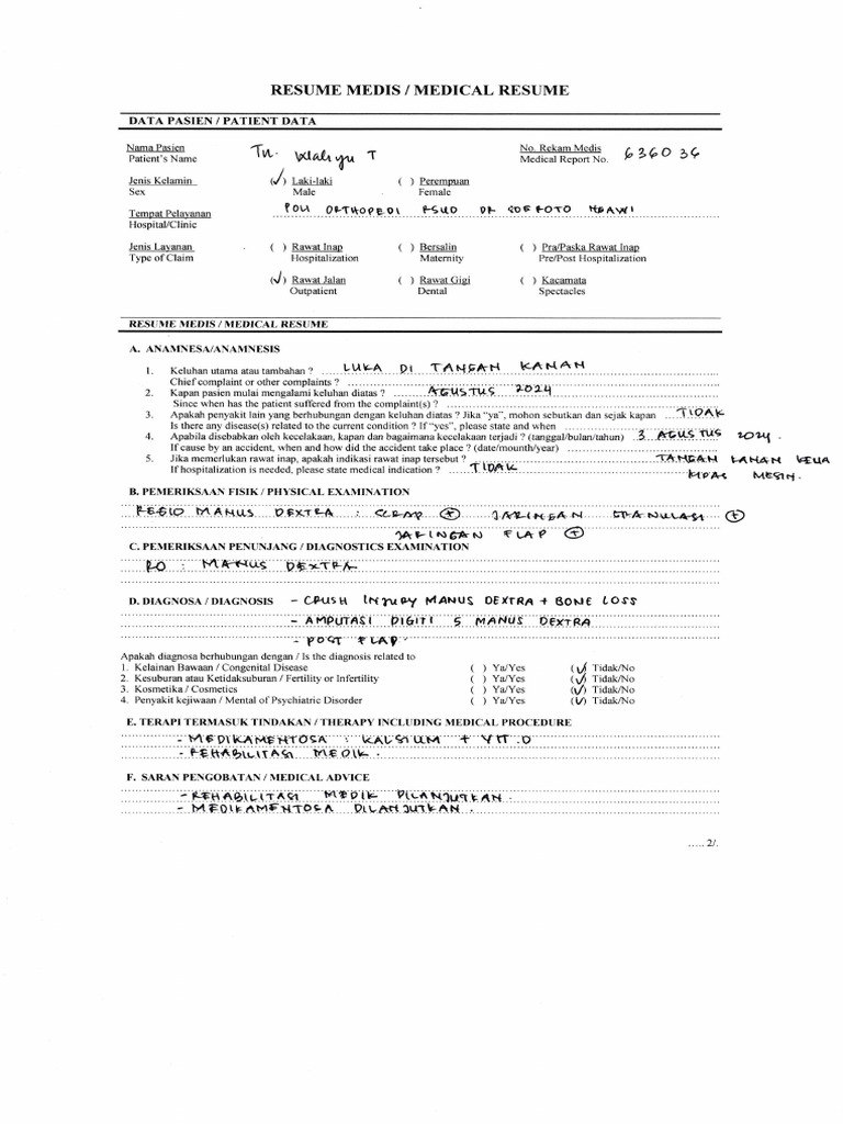 Resum Medis Medical Resume 220250219 | PDF
