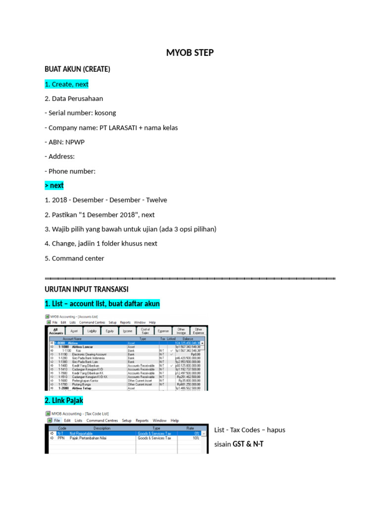 Panduan MYOB untuk Siswa Akuntansi | PDF