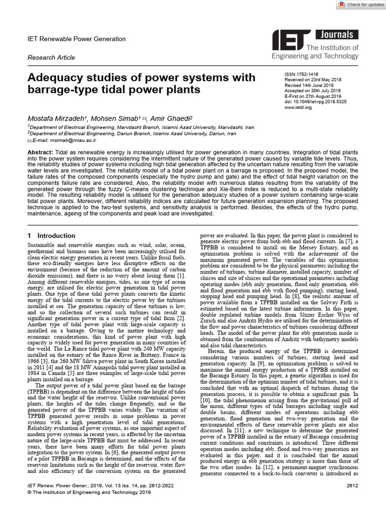 IET Renewable Power Gen - 2019 - Mirzadeh - Adequacy Studies of Power ...