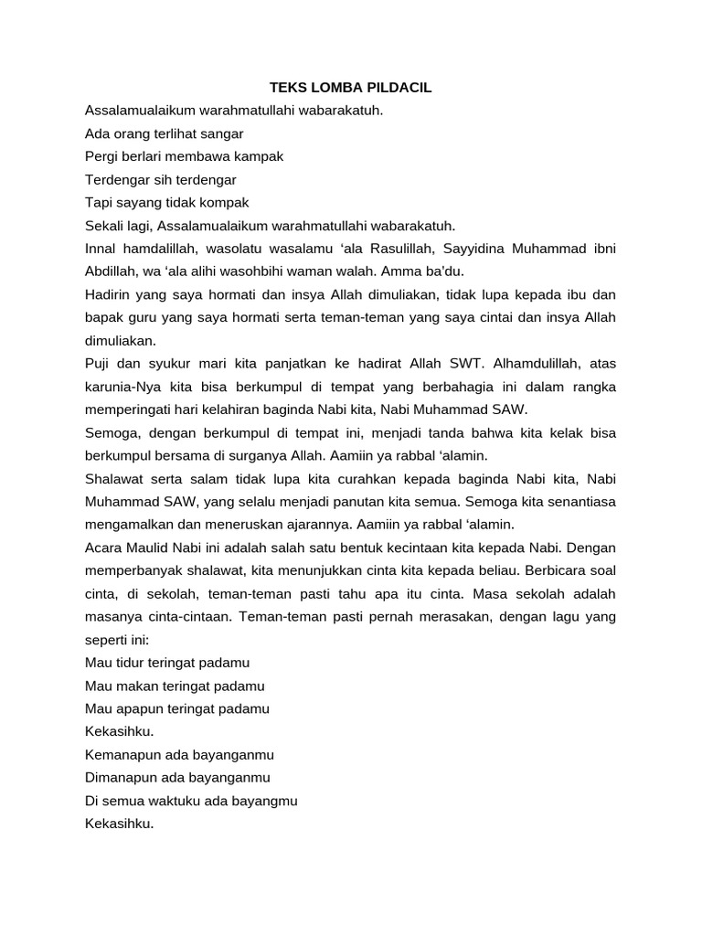 Teks Lomba Pildacil | PDF