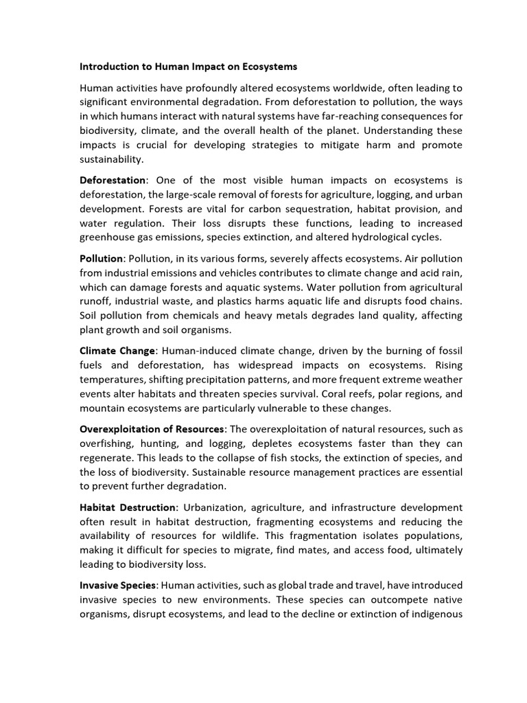 Introduction To Human Impact On Ecosystems | PDF | Environmental ...