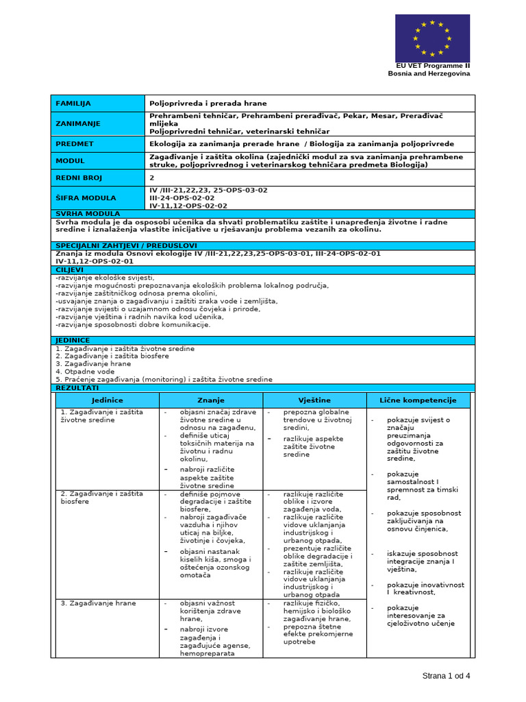 Zagadjivanje I Zastita Okoline (Zajednicki Modul) | PDF