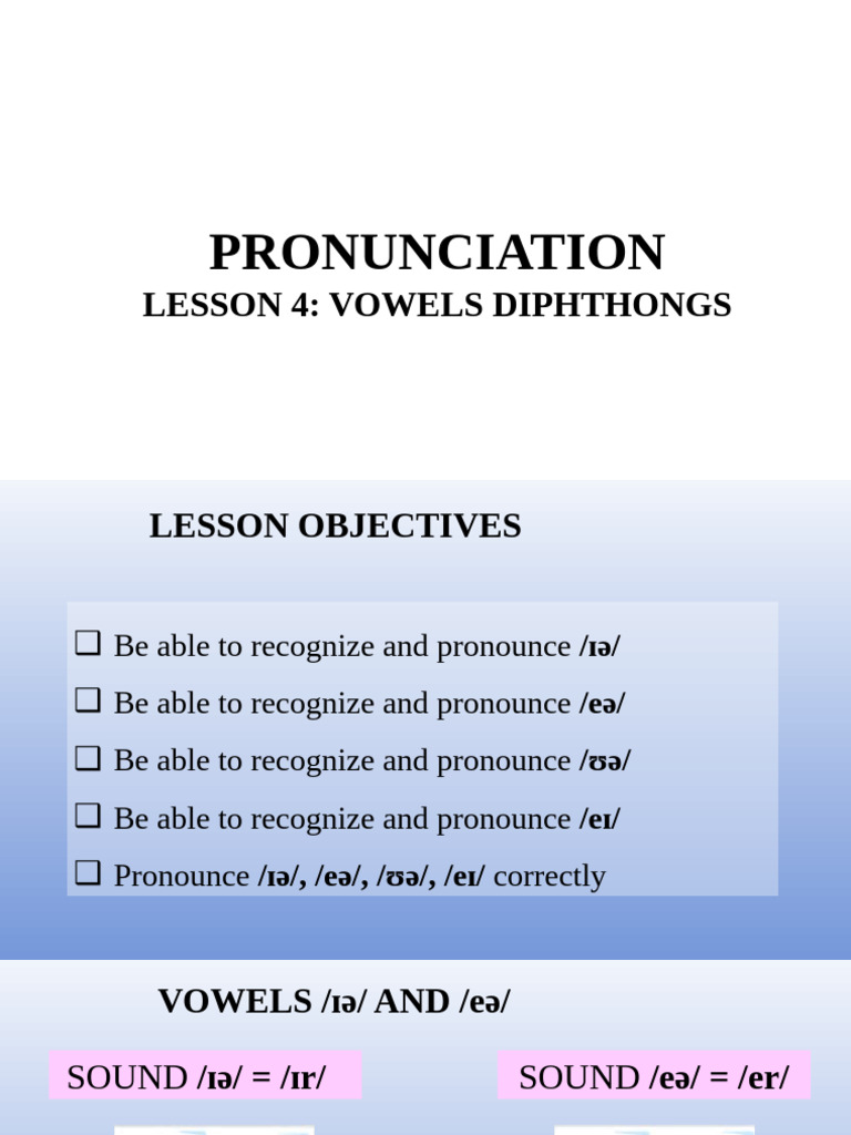 Vowel Diphthongs Pronunciation Guide | PDF