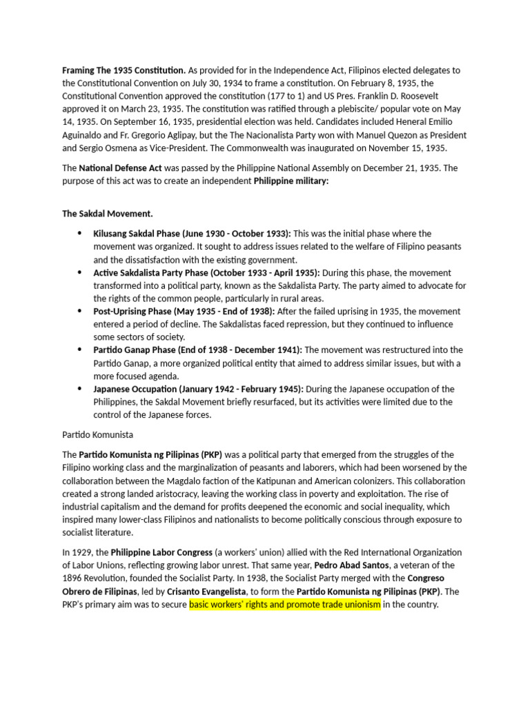 Philippine Independence Movements 1935-1945 | PDF | Philippines ...