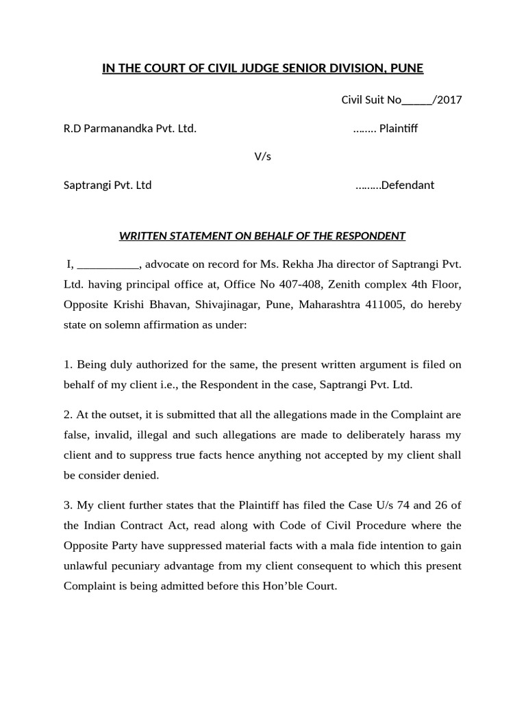 IN THE COURT OF CIVIL JUDGE SENIOR DIVISION | PDF | Lawsuit | Complaint