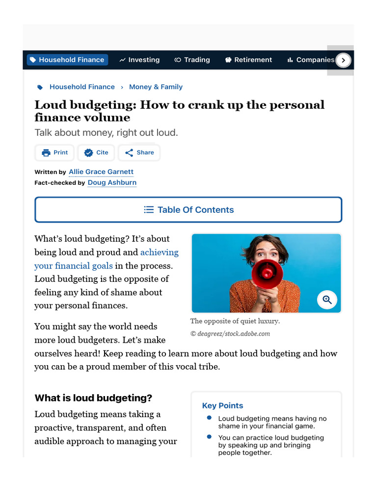 Loud Budgeting Explained & How to Implement It | Britannica Money | PDF ...