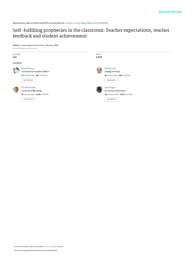 Gentrup Et Al., 2020 | PDF | Teachers | Self Efficacy