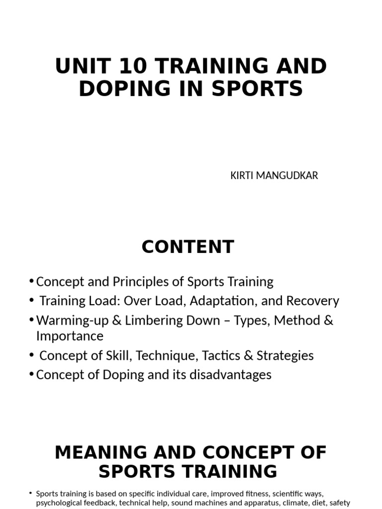 Unit 10 Training and Doping in Sports (Autosaved) | PDF | Doping In ...