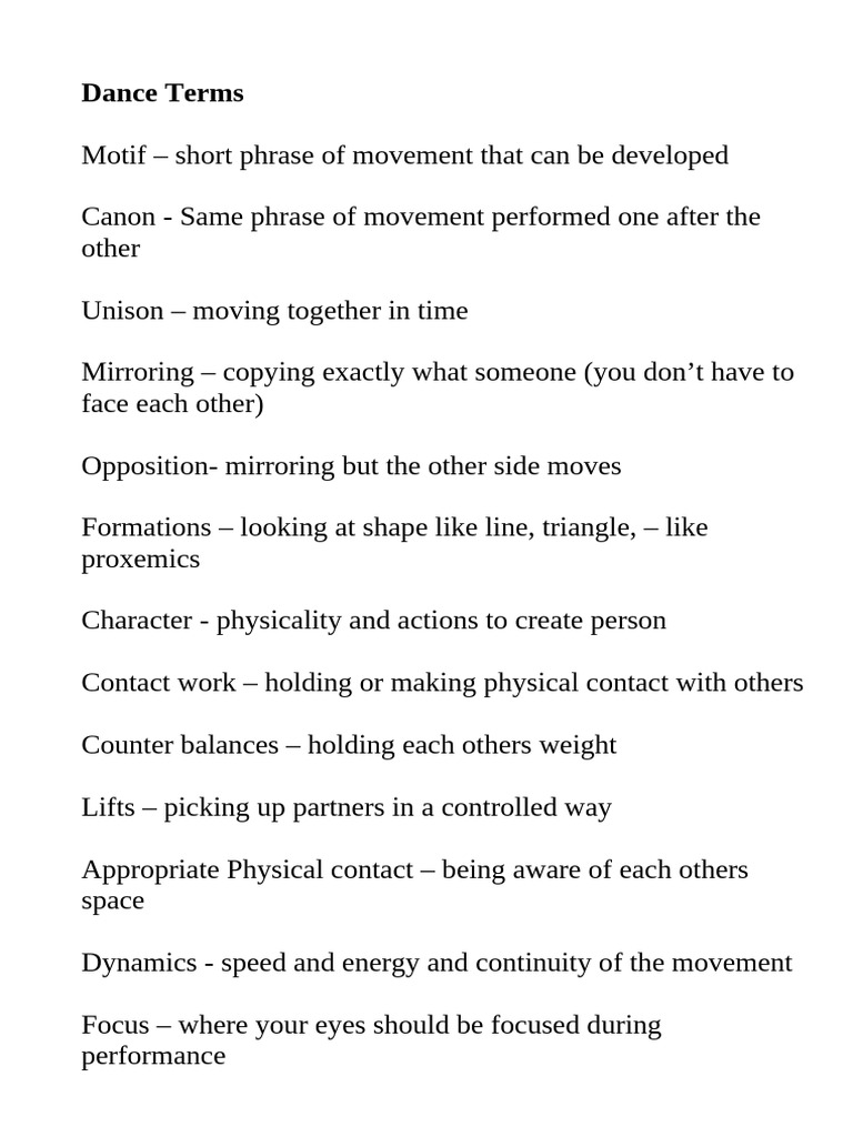 Dance Terms | PDF