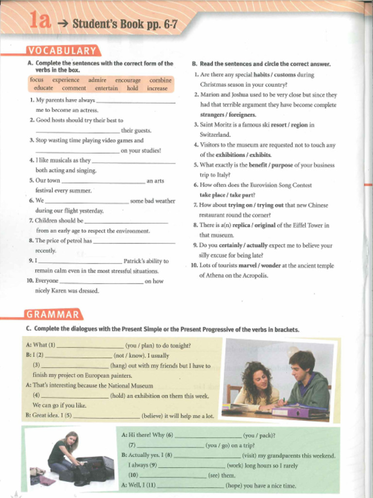 1a - Homework Grammar + Vocabulary | PDF
