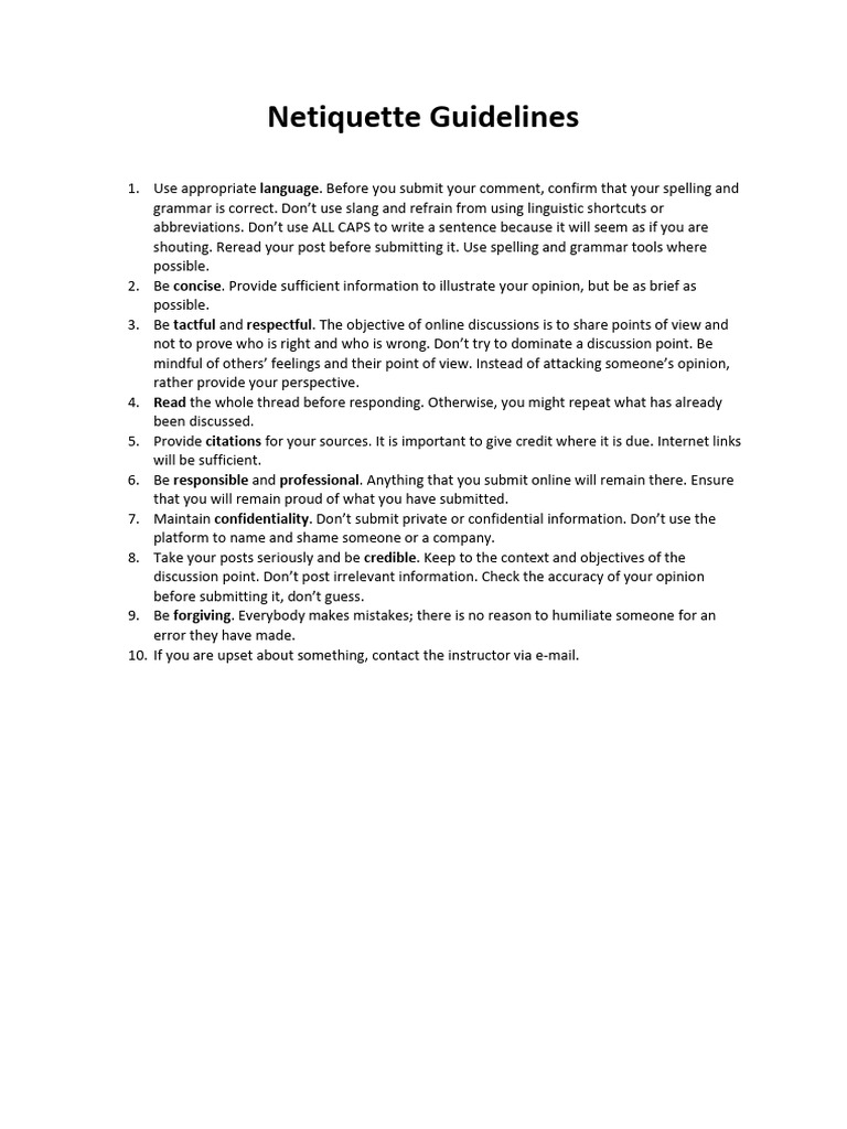Netiquette Guidelines | PDF