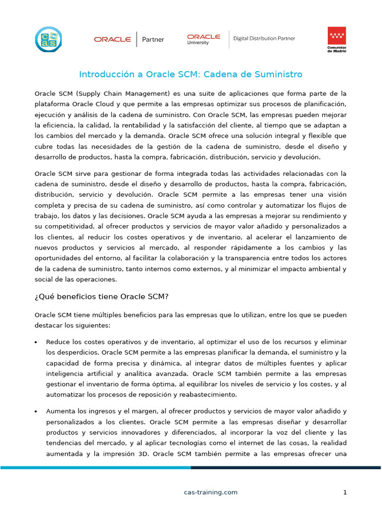 0.1 (Introduction to Oracle Supply Chain Management (SCM) Overview ...