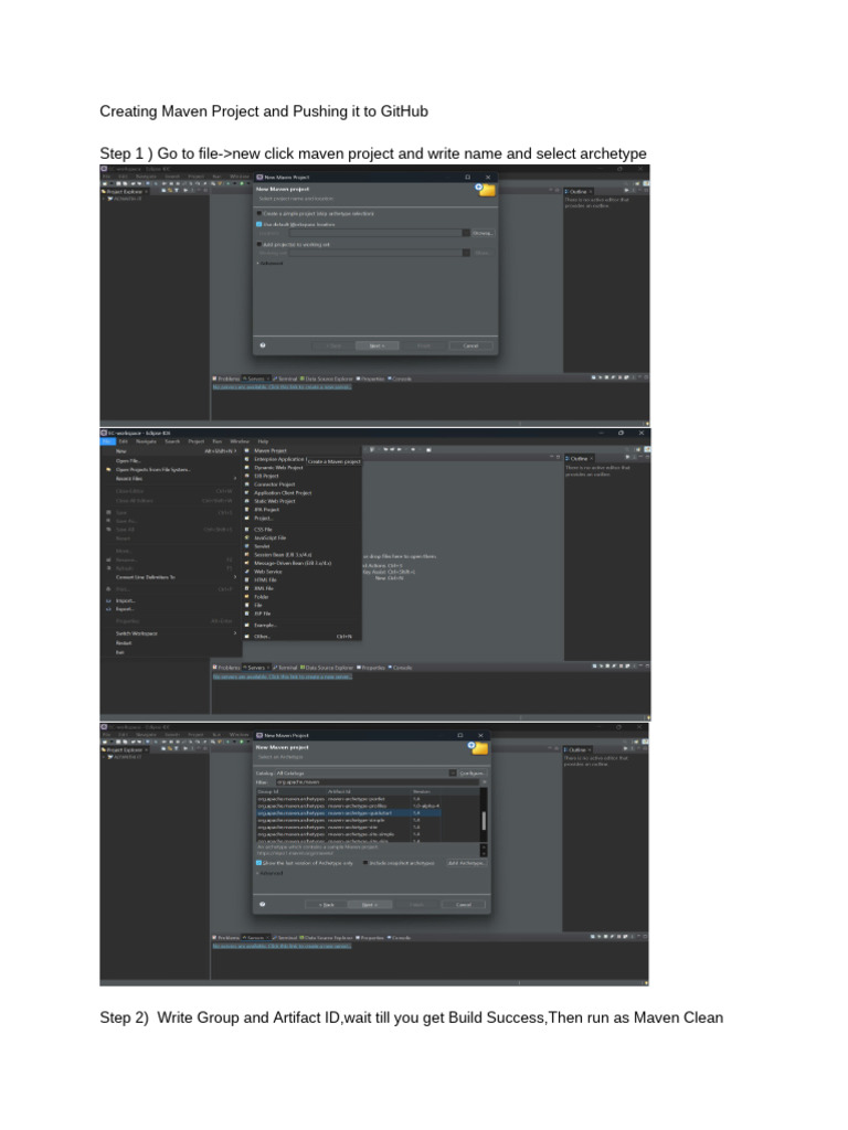 Creating Maven Project and Pushing It To GitHub | PDF