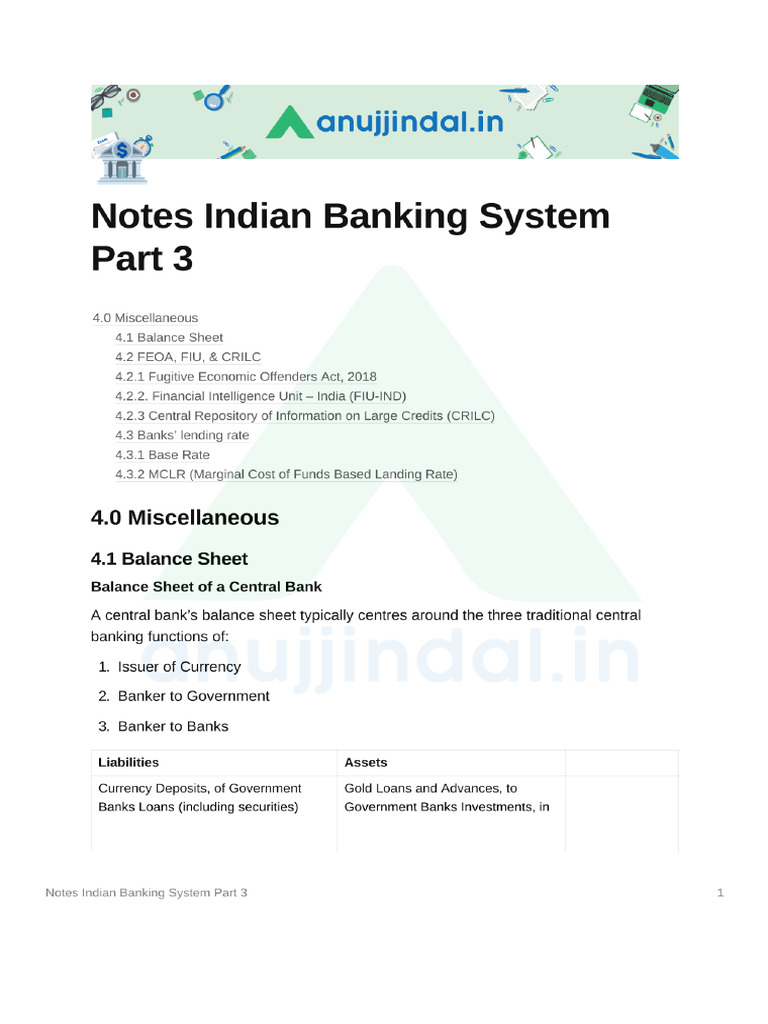 Notes Indian Banking System Part 3 Lyst7631 | PDF