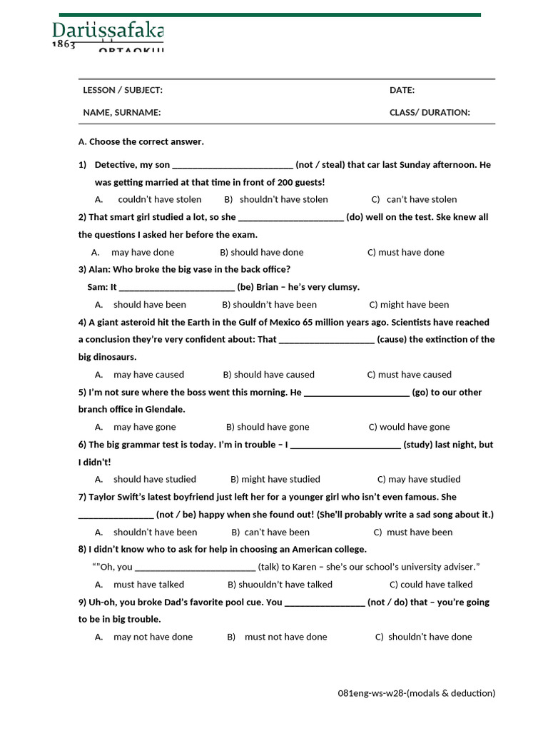 Modals and Deduction Exercises | PDF