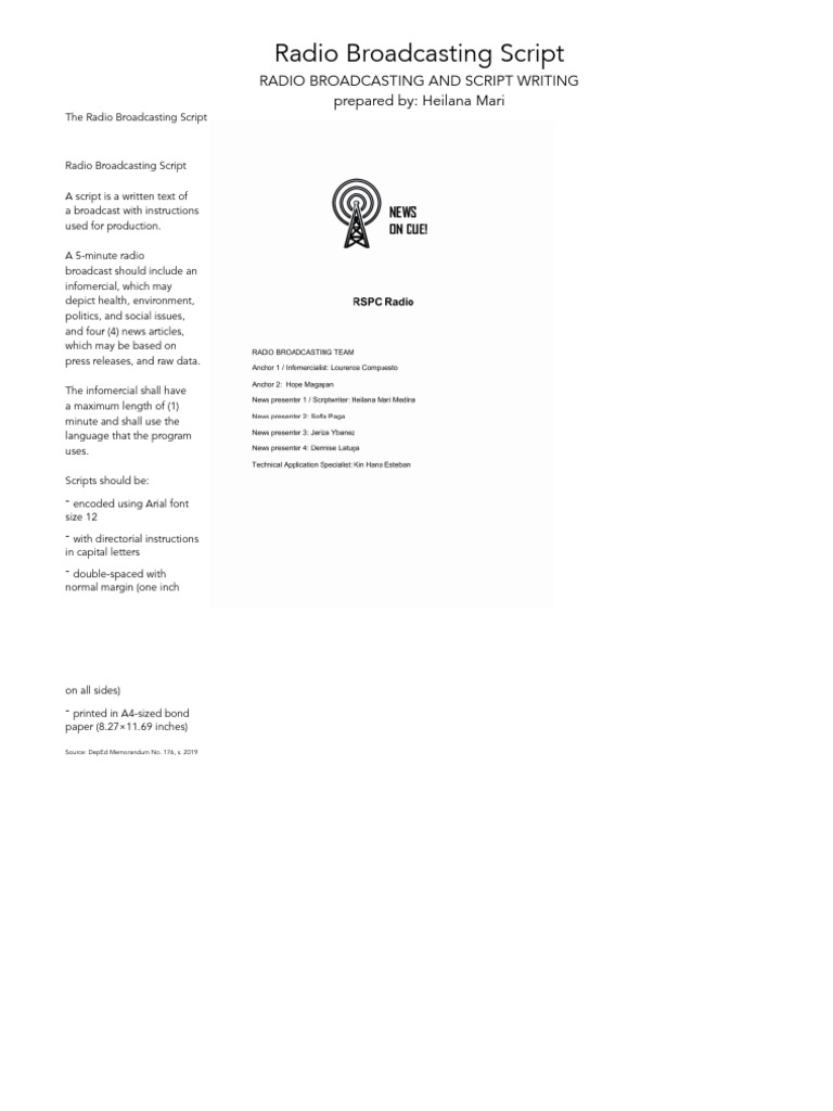 Radio Broadcasting and Script Writing Lesson | PDF | News | Broadcasting