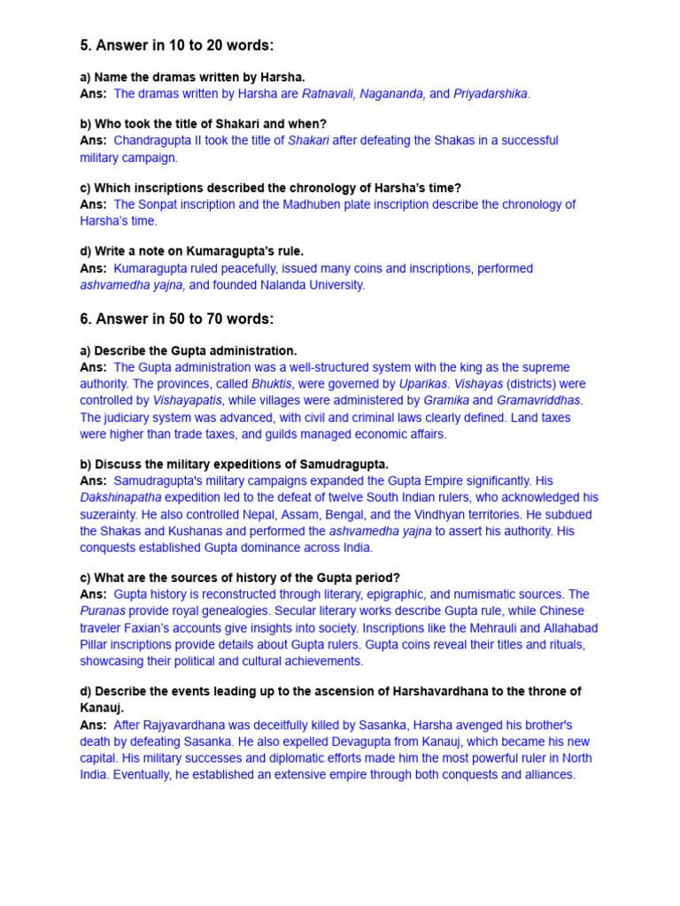 Gupta and Harsha Period Insights | PDF